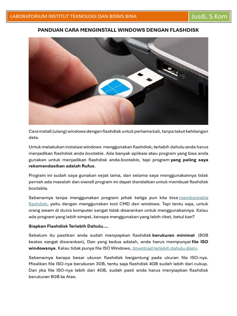 Panduan Cara Menginstall Windows dengan Flashdisk | PDF Panduan Cara Menginstall Windows dengan Flashdisk | PDF