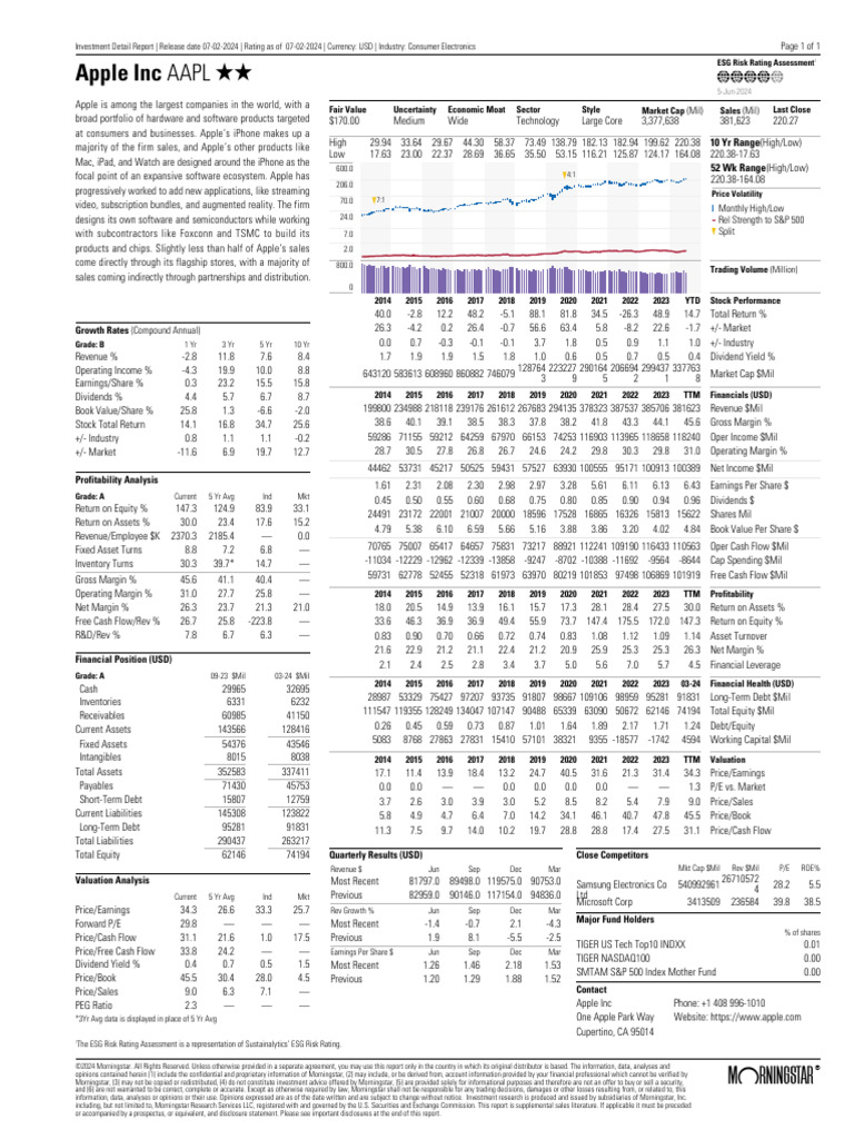 AAPL Investment Report | PDF