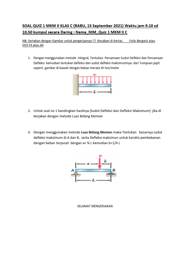 Soal Quiz 1 MKM Ii Klas C 2021. | PDF
