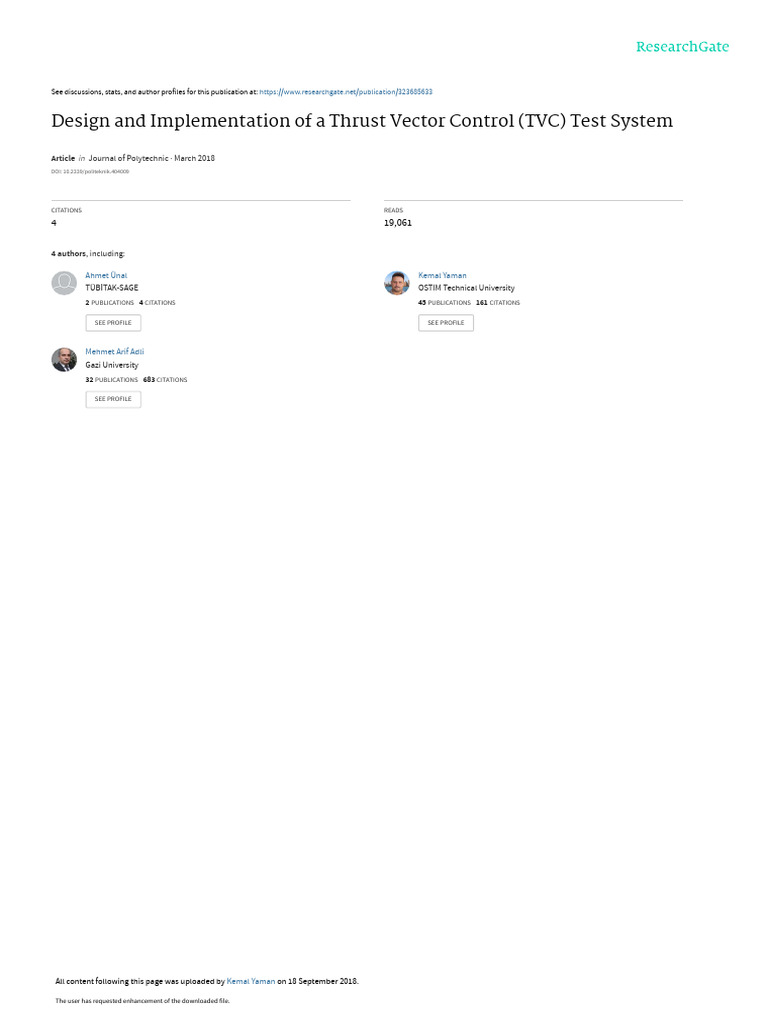 Design and Implementation of A Thrust Vector Control (TVC) Test System ...