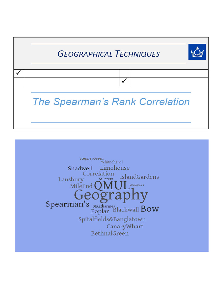 Spearmans Rank Exercise Based On Tower Hamlets | PDF