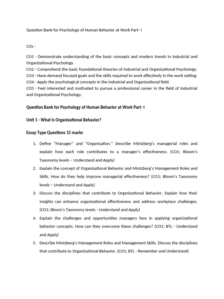 Psychology of Human Behavior at Work | PDF | Emotions | Industrial ...