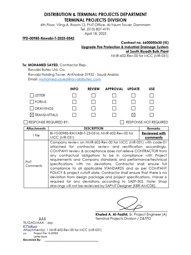 Nmr 602 Rev 00 for Mcc Mr 031 | PDF