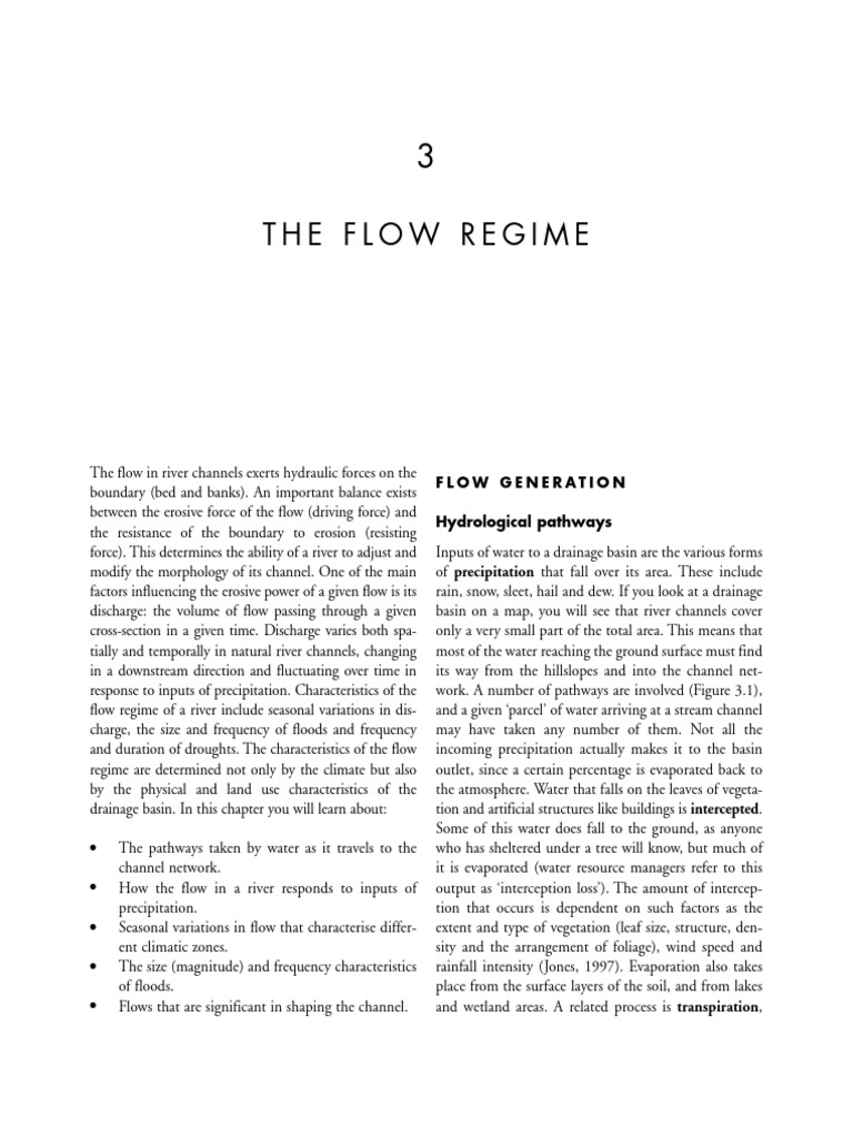 1-THE FLOW REGIME - Fluvial Geomorphology | PDF