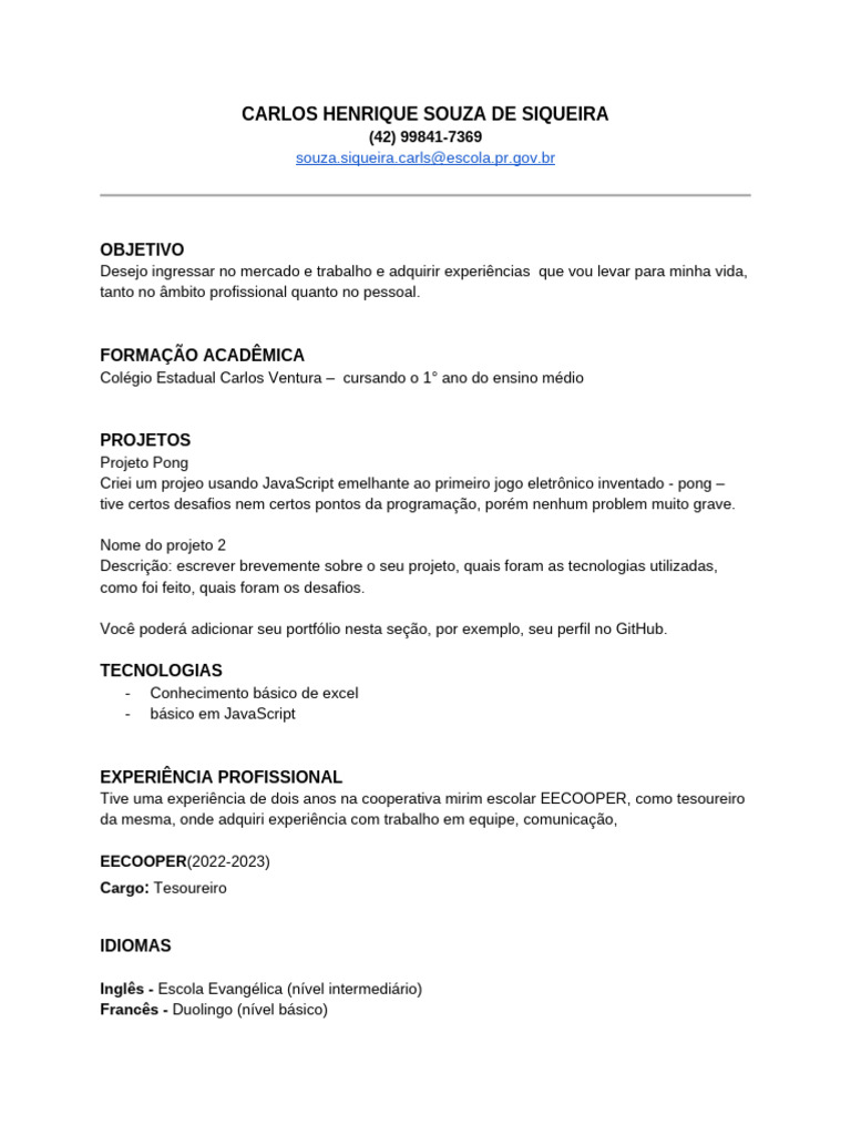 CV+ +exemplo | PDF