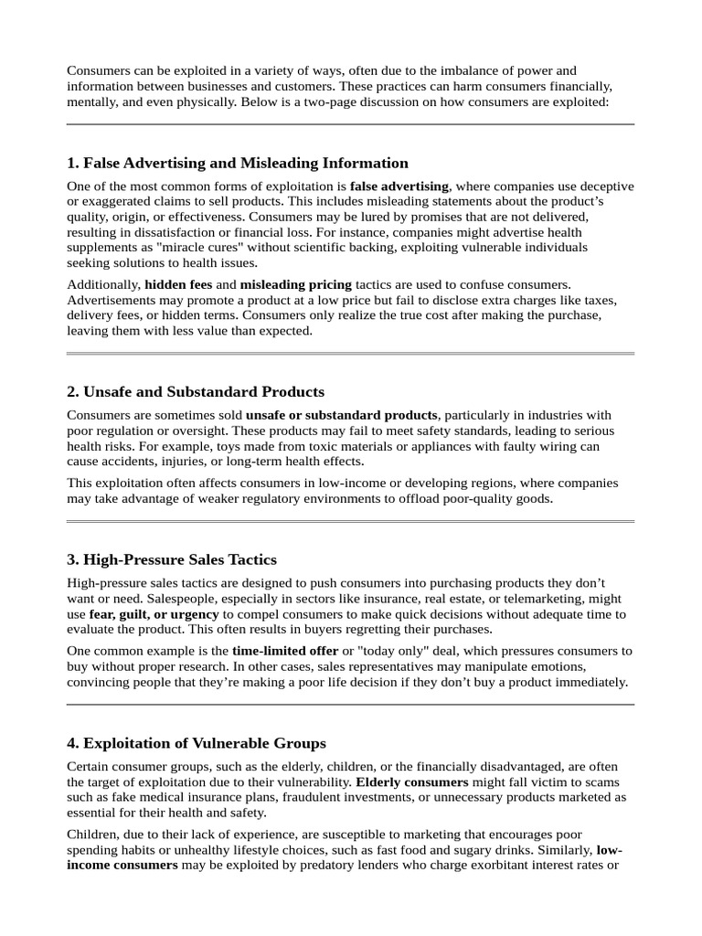Consumer Exploitation | PDF