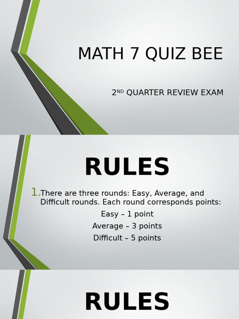 Math 7 Quiz Bee | PDF