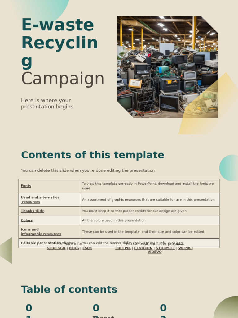 E-Waste Recycling Campaign by Slidesgo | PDF