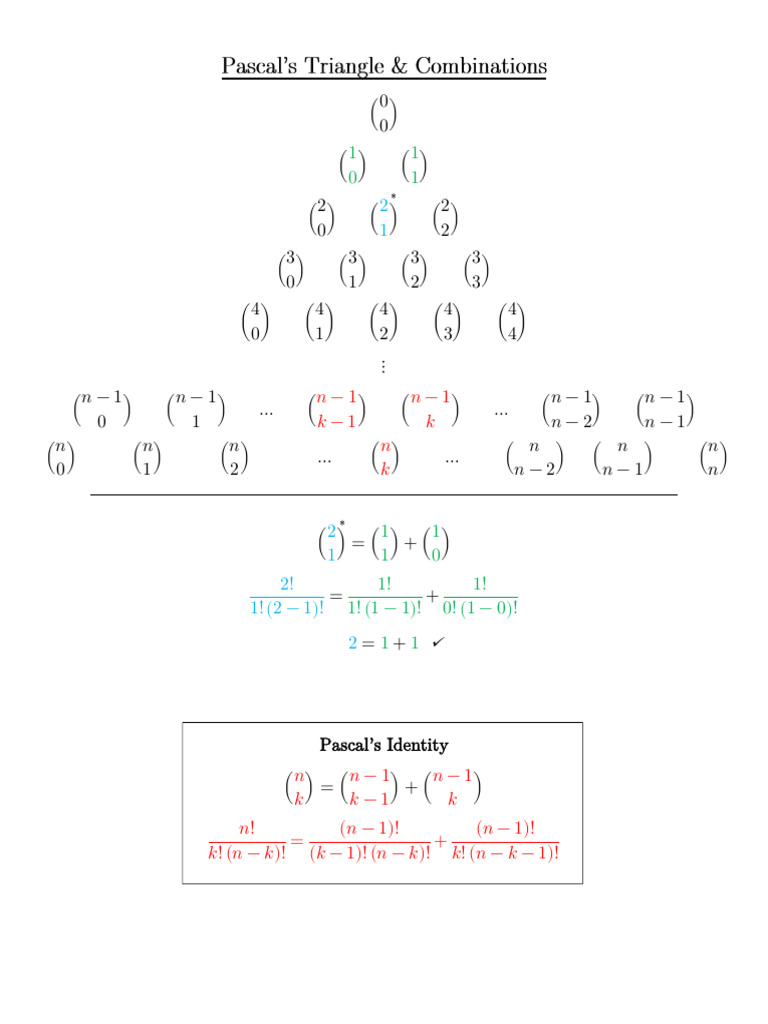 Pascal S Triangle Combinations Pdf