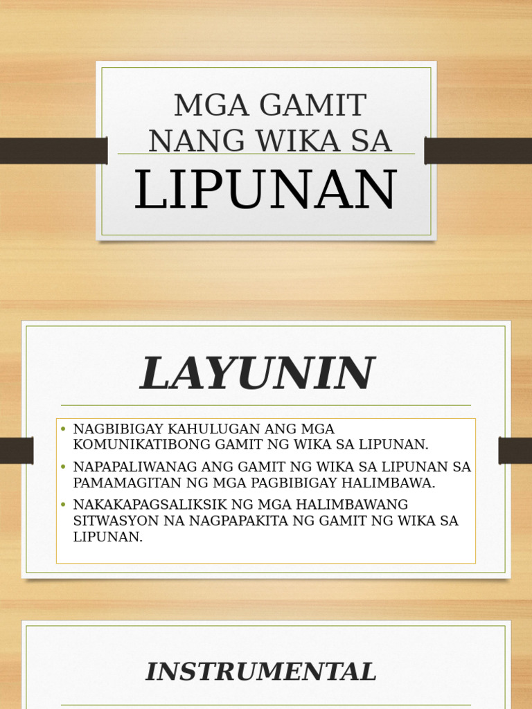 Mga Gamit ng Wika sa Lipunan | PDF