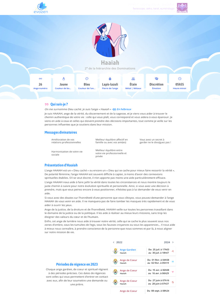 26 - L'ange Gardien Haaiah Et Ses Pouvoirs - Evozen | PDF