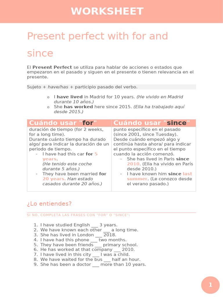 homework - vocabulary, grammar - travelling_present perfect_for_since | PDF