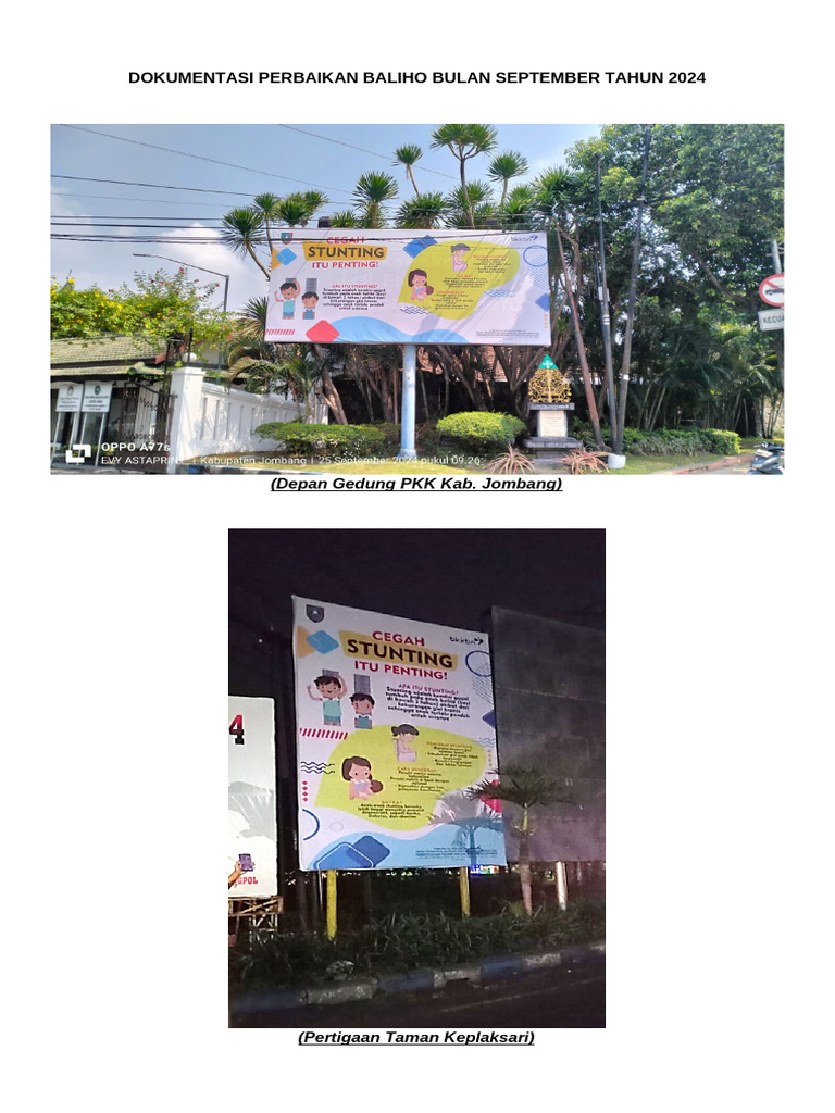 Dokumentasi Perbaikan Baliho September 2024 | PDF