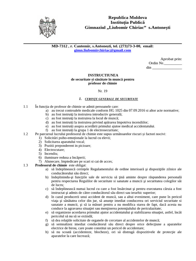 19 Profesor de Chimie | PDF