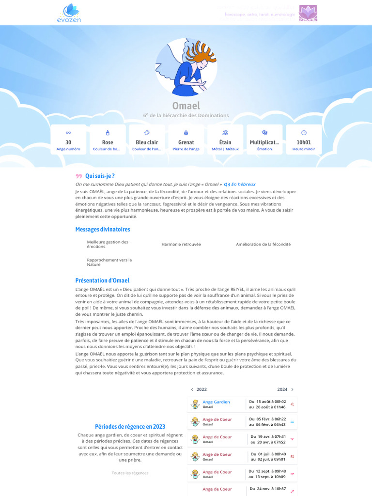 30 - L'ange Gardien Omael Et Ses Pouvoirs - Evozen | PDF