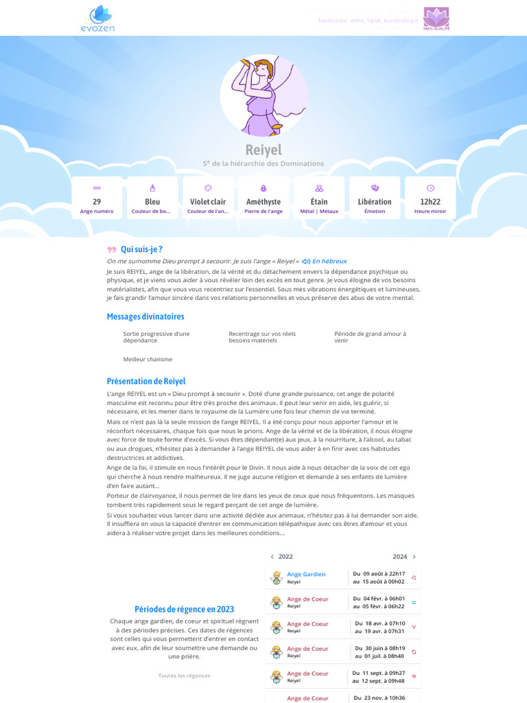 29 - L'ange Gardien Reiyel Et Ses Pouvoirs - Evozen | PDF