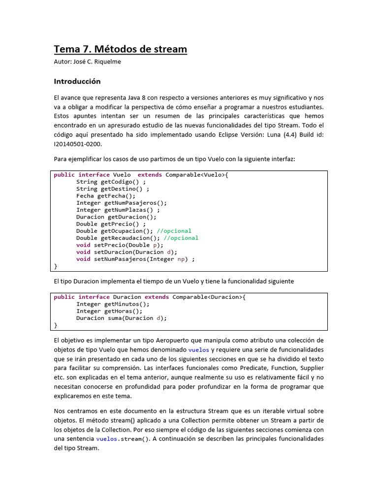 Tema 7 - Métodos de Stream | PDF