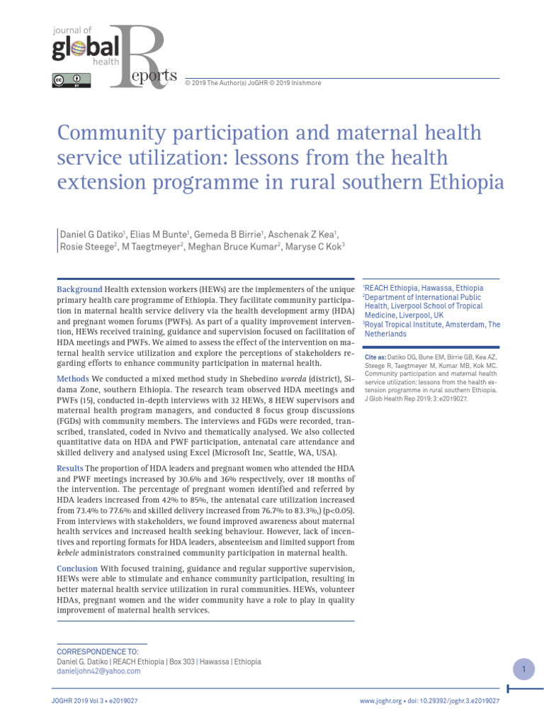 Community Engagement in Maternal Health | PDF | Health Sciences ...