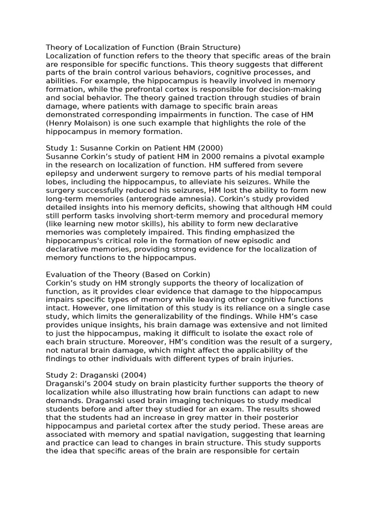 Theory of Localization of Function | PDF | Brain | Cognitive Psychology