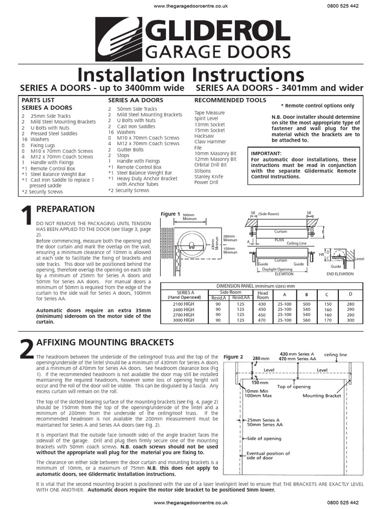 Gliderol Roller Door Installation Manual | PDF