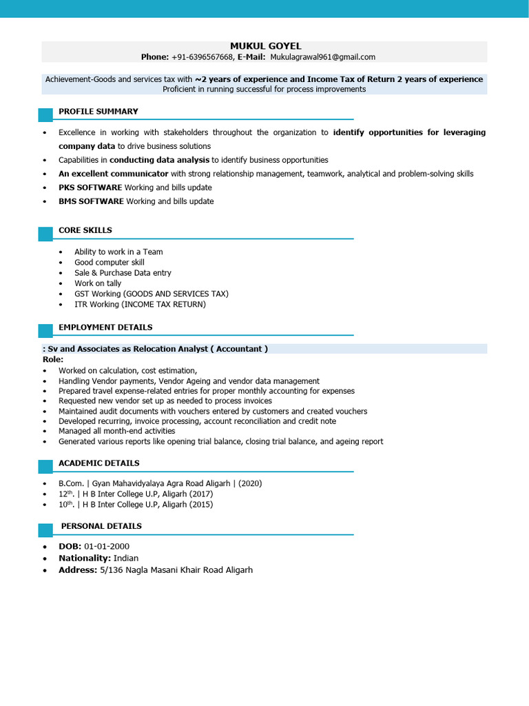 MUKUL Resume | PDF
