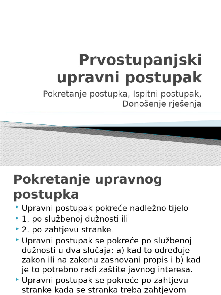 Prvostupanjski Upravni Postupak | PDF