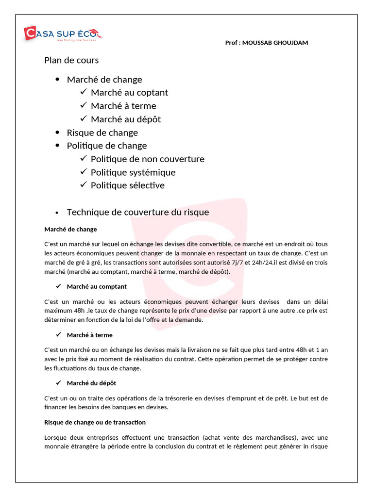 Marché de Change Ens 3 | PDF
