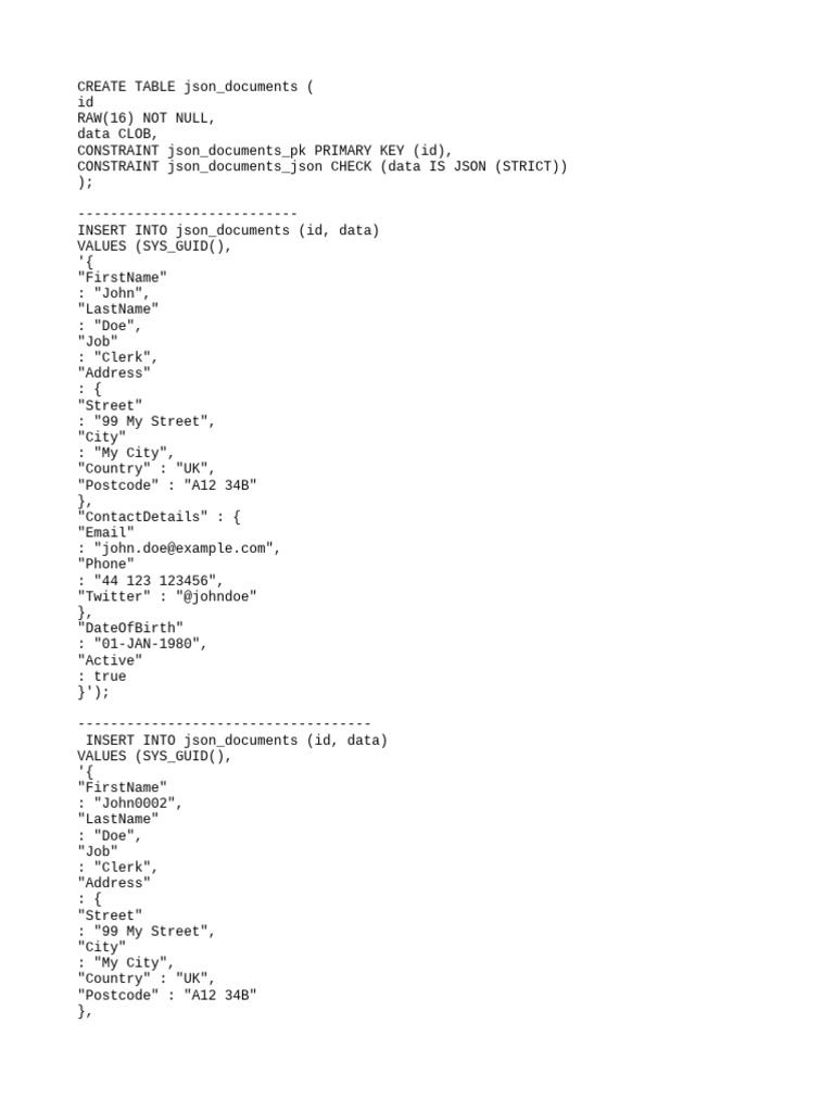 Select From Json Clob | PDF