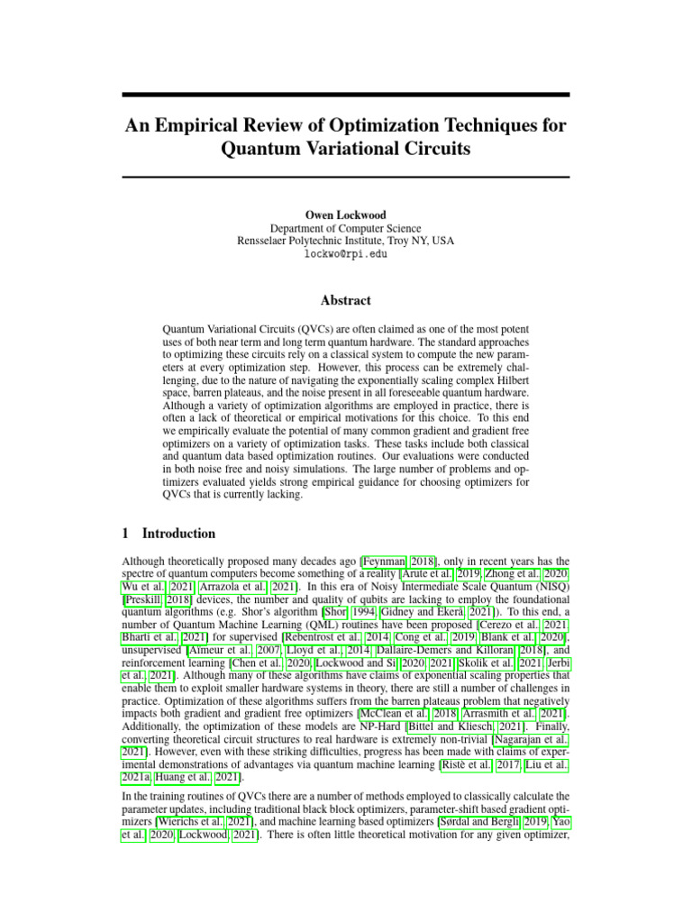 An Empirical Review of Optimization Techniques For Quantum Variational ...