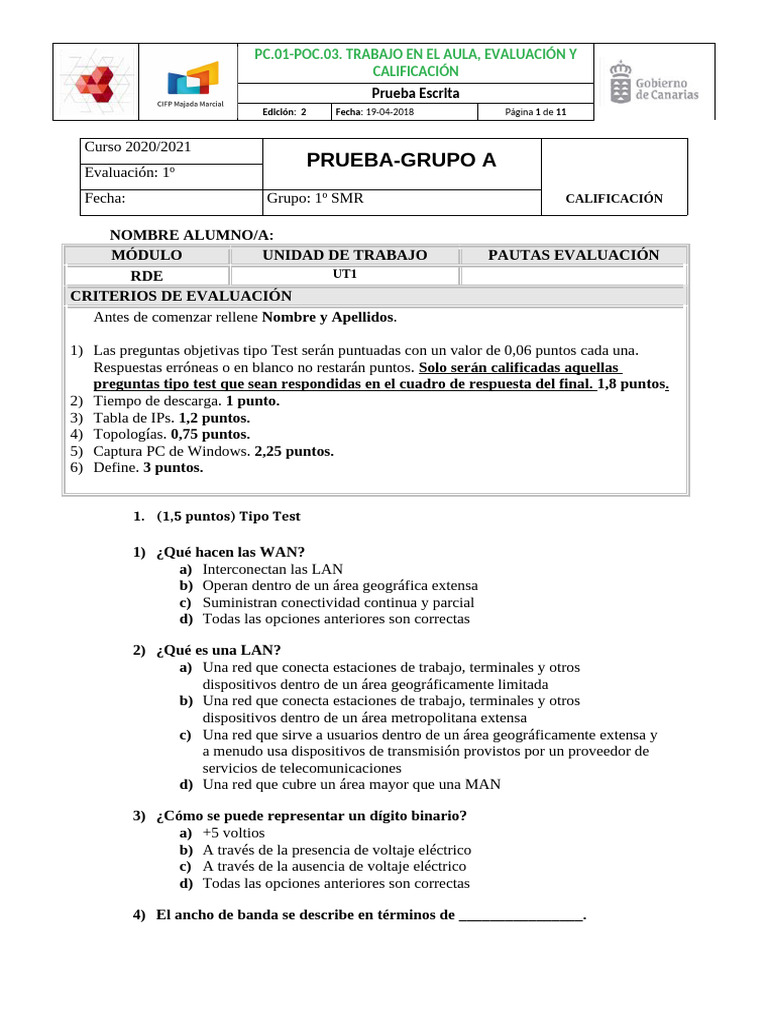 UT1-Prueba GrupoA | PDF