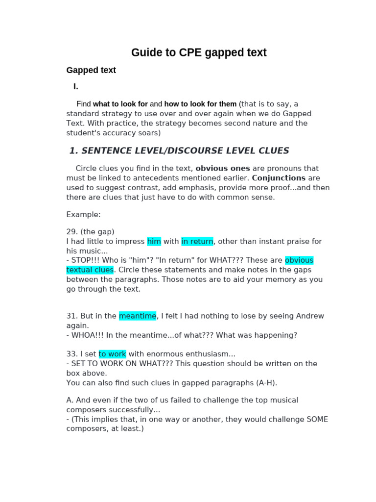 CPE reading guide (gapped text) | PDF