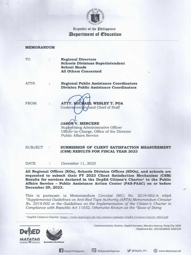 Memo Fy 2023 Csm | PDF