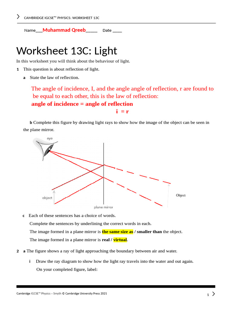 Physics Grade 8 Revision Work Sheets + Ms | PDF