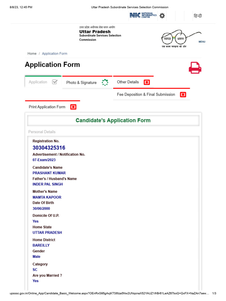 Candidate's Application Form | PDF