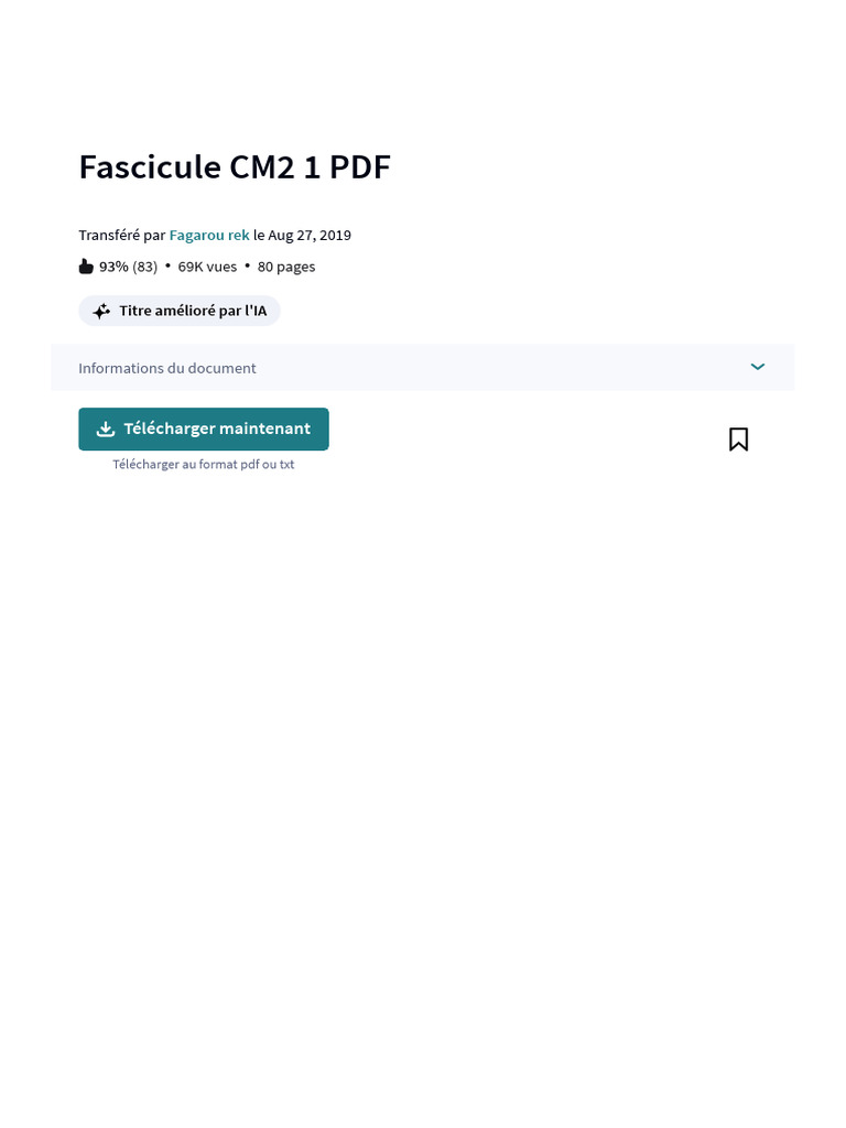 Fascicule CM2 1 PDF - PDF - Sénégal - Afrique | PDF