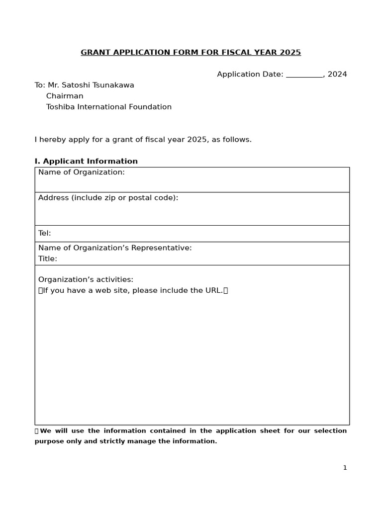 2025 Application Form For Grant Organization en | PDF