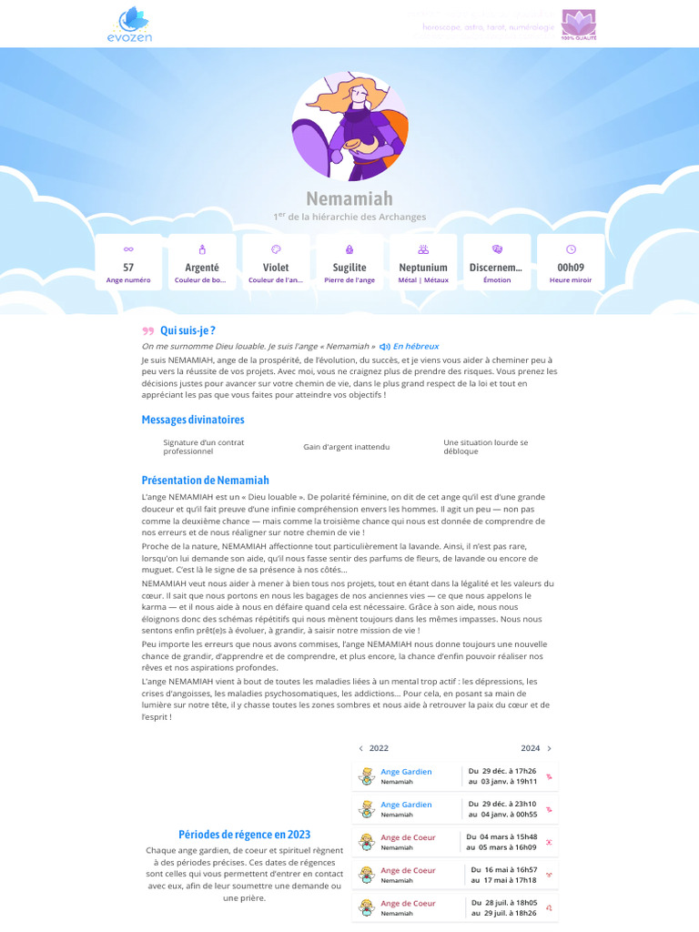 57- L'ange gardien Nemamiah et ses pouvoirs _ Evozen | PDF