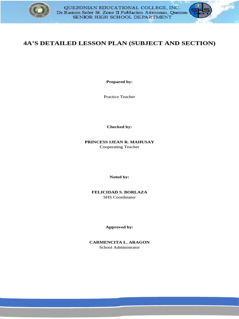 SHS Lesson Plan Format | PDF