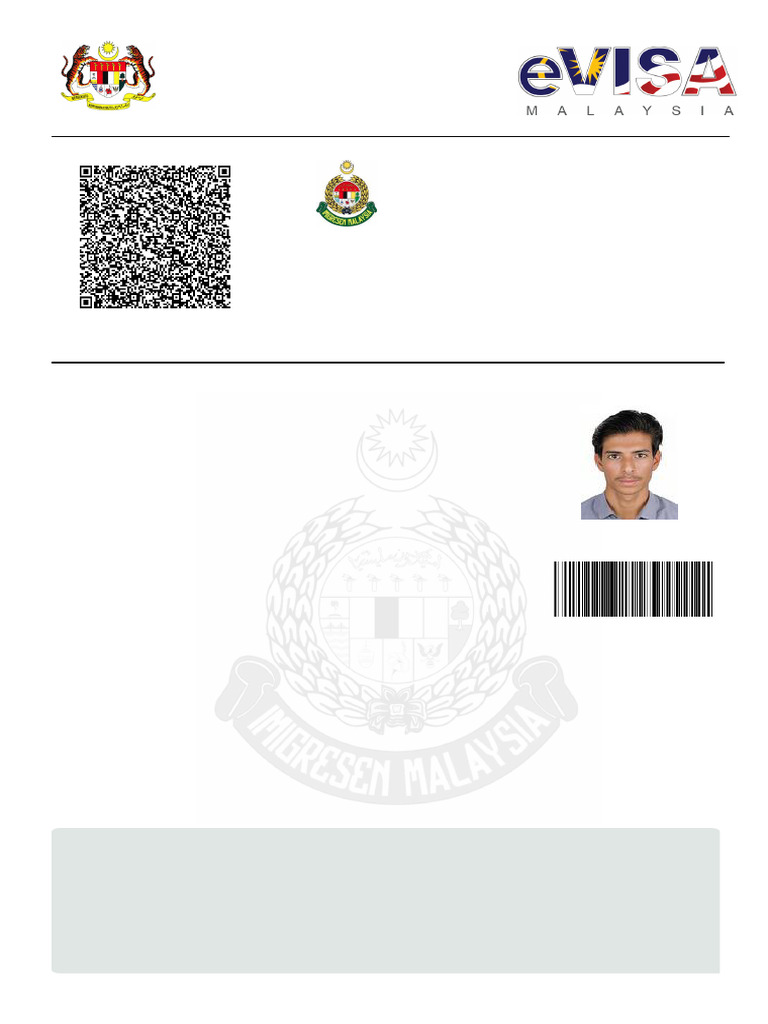 Malaysia eVISA Certificate - IMAD - ALI | PDF