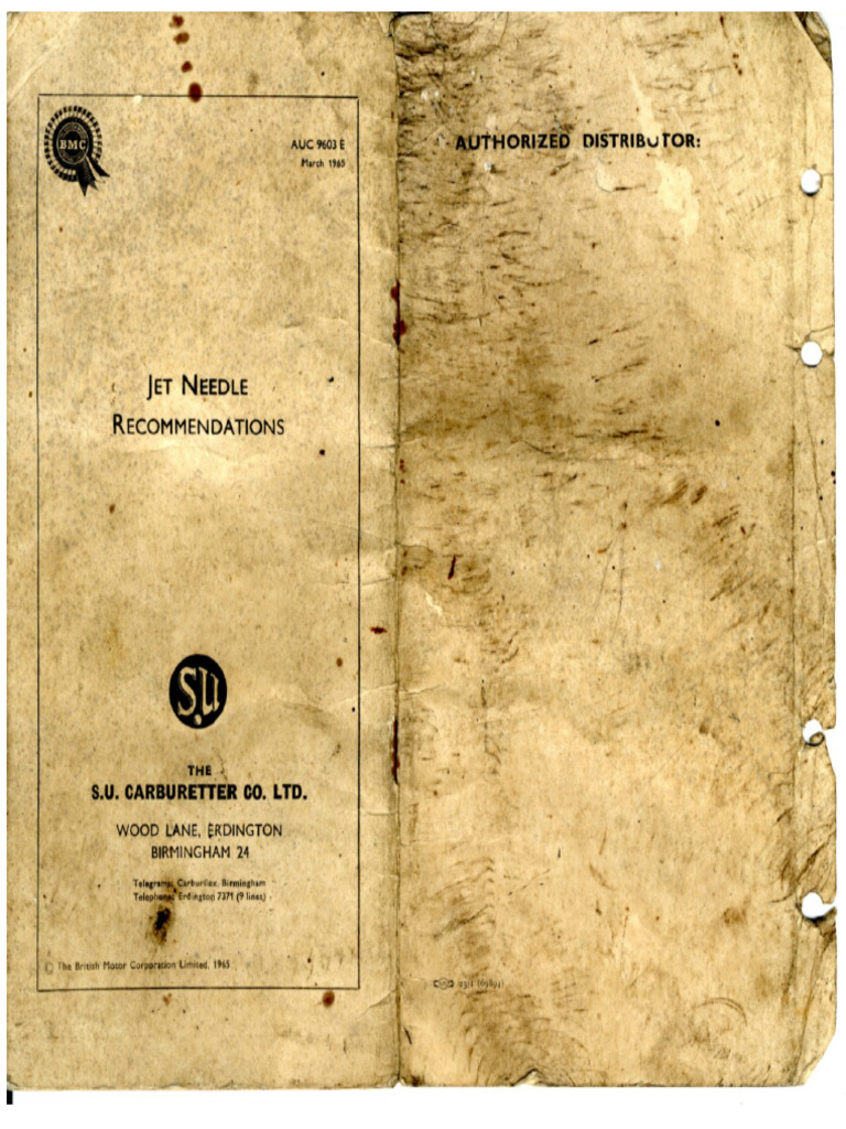 Bmc Needle Chart 1965 | PDF