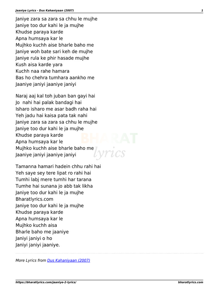 Jaaniye 2 Lyrics | PDF