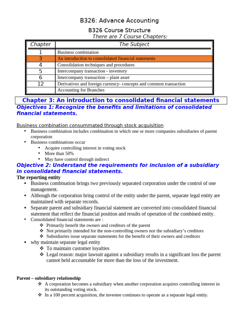 B326: Advance Accounting | PDF