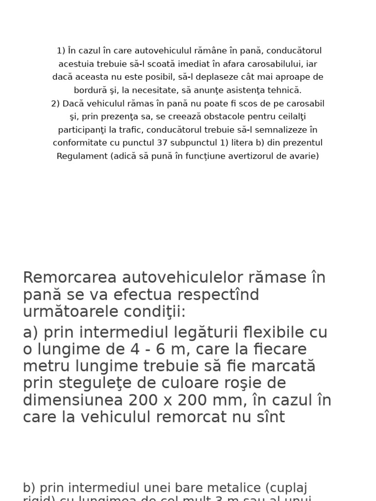 Remorcarea Autov. Rămase În Pană. | PDF