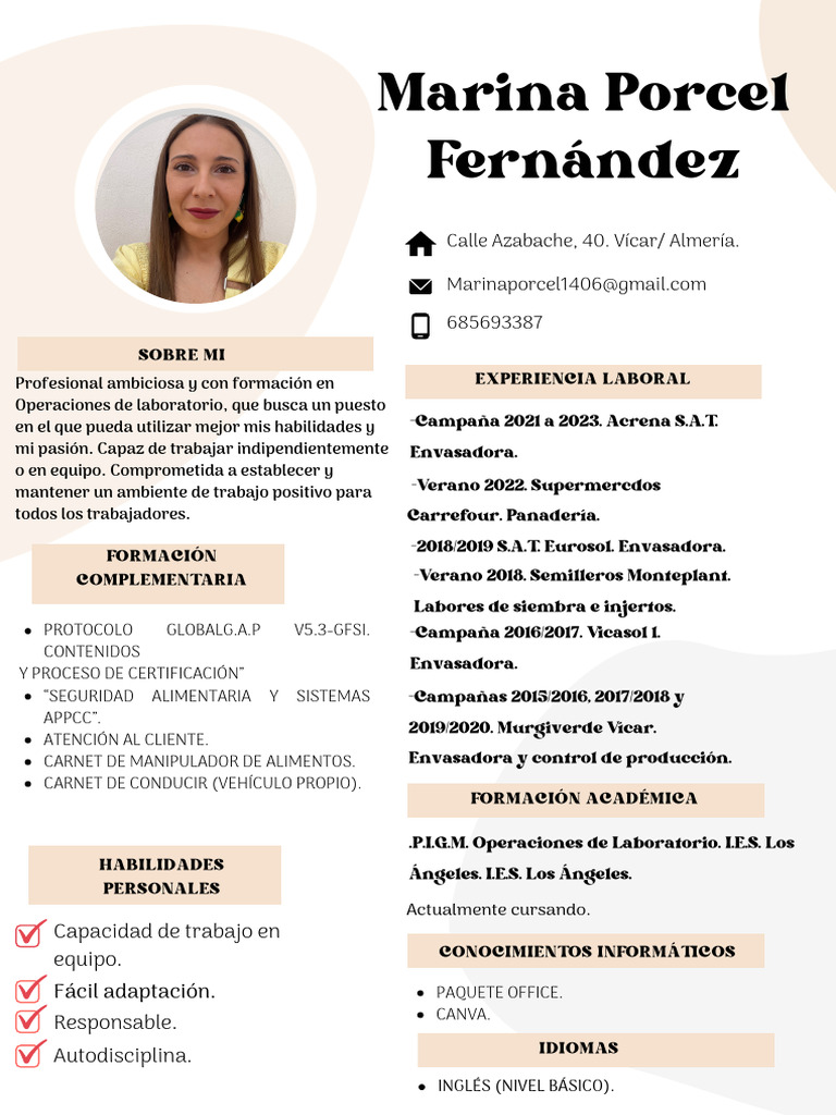 Currículum Marina | PDF