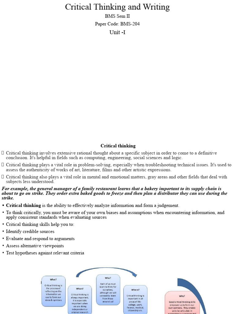 Unit I - II Critical Thinking - Writing | PDF