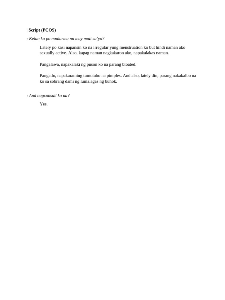 Script - PCOS | PDF