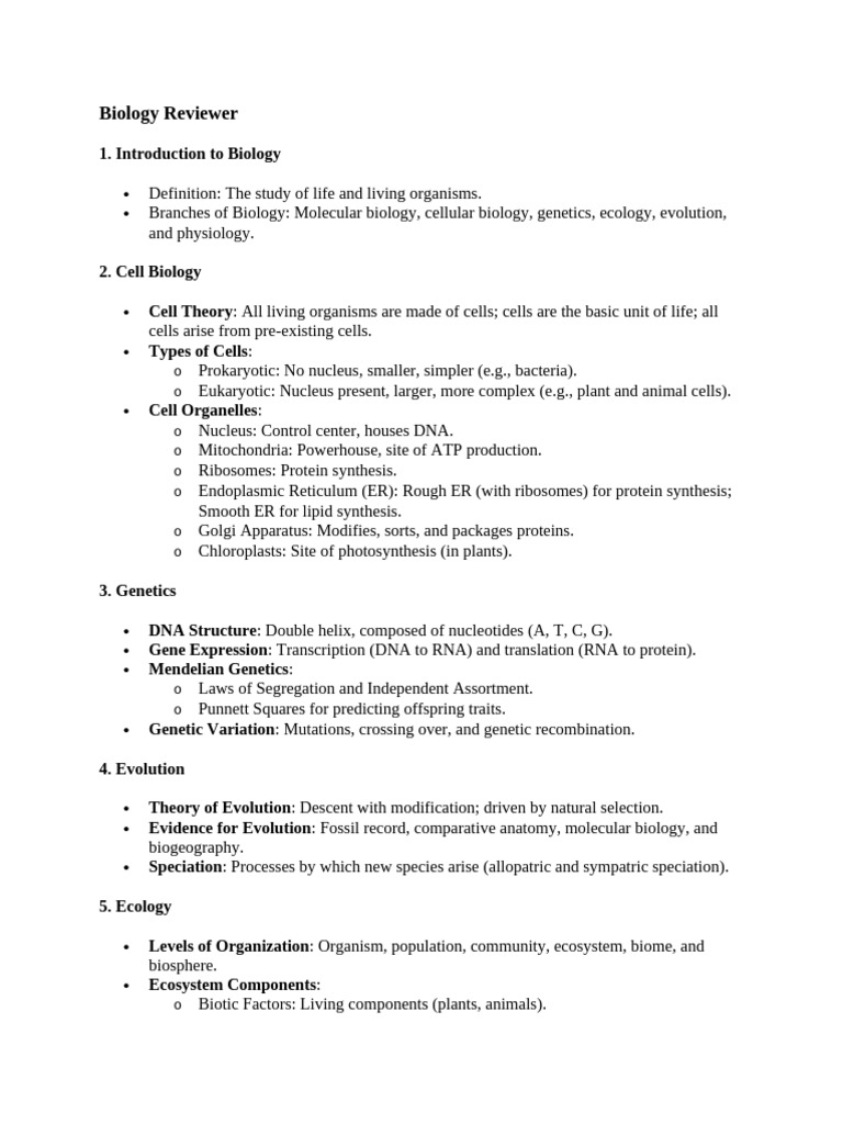 Biology Reviewer | PDF