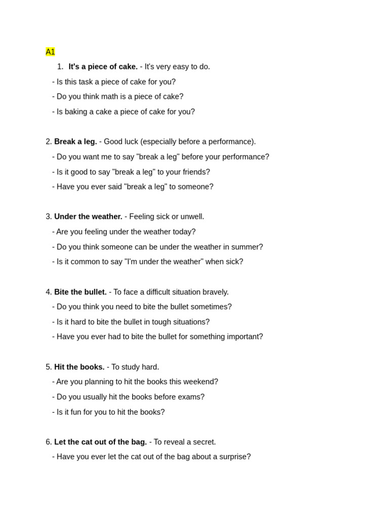 Idiomatic Expressions | PDF