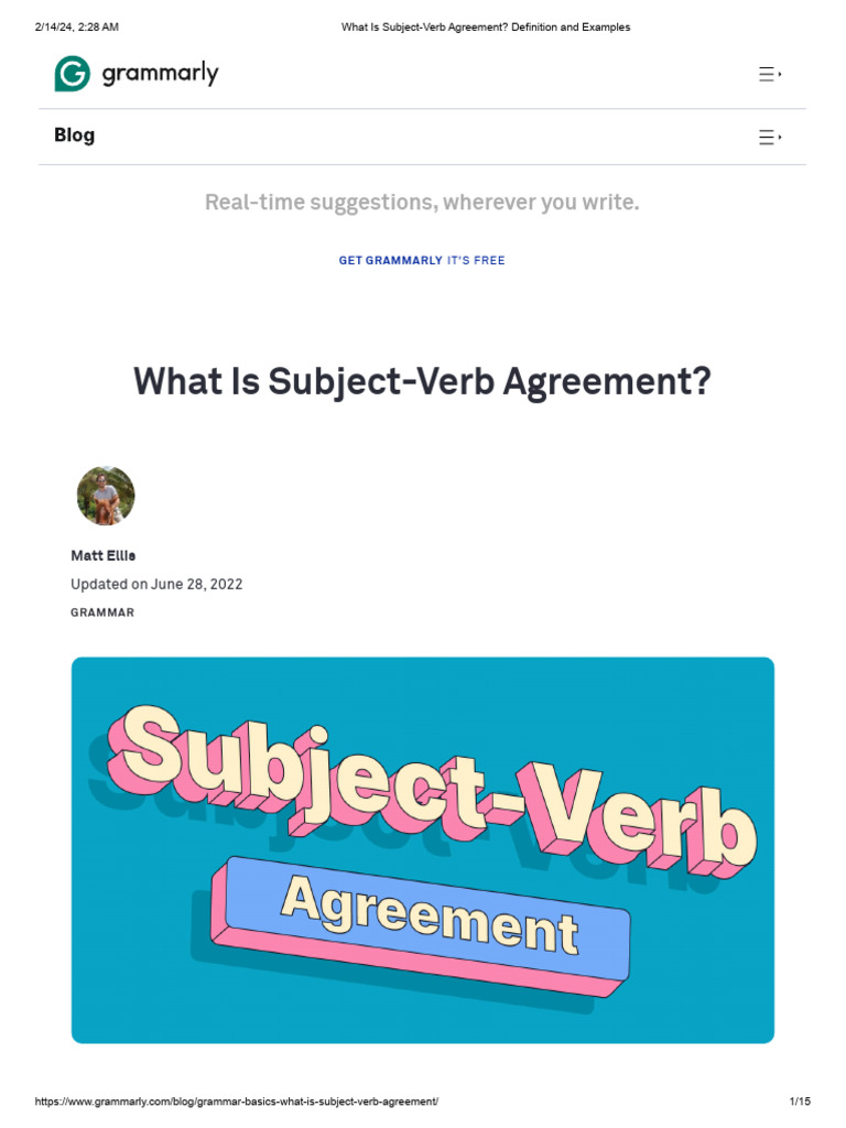 What Is Subject-Verb Agreement - Definition and Examples | PDF | Verb ...