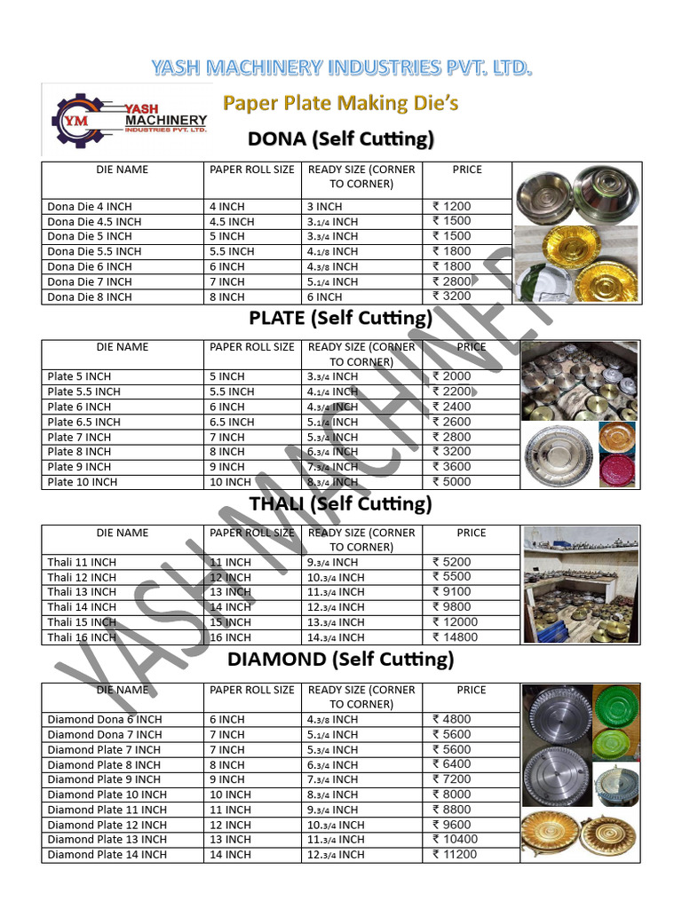 Dona Plate Die Price List | PDF | Industrial Processes
